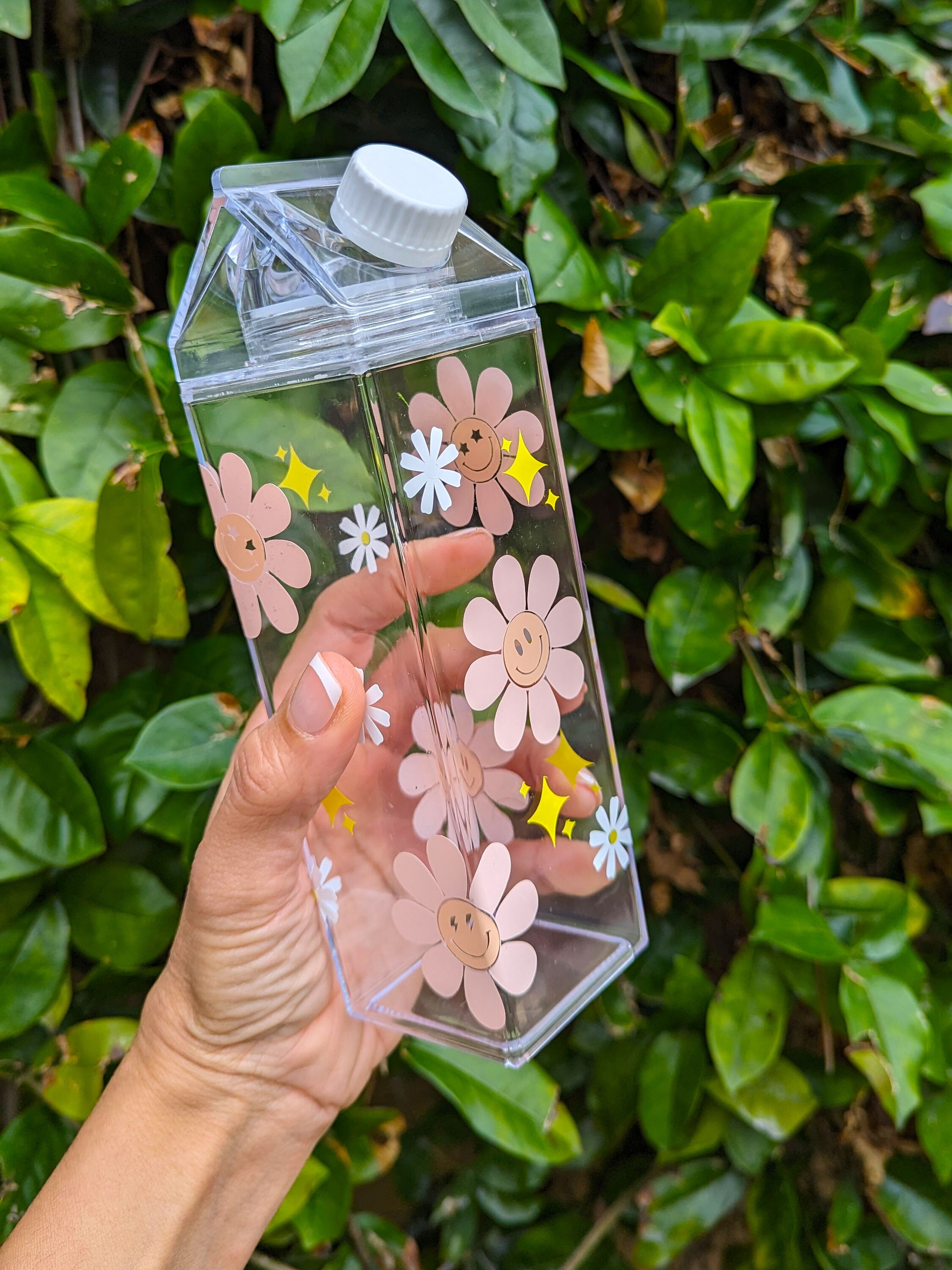 Water Bottle Flowers Smiles, Milk Carton Design, Decorated Water Bottle ...