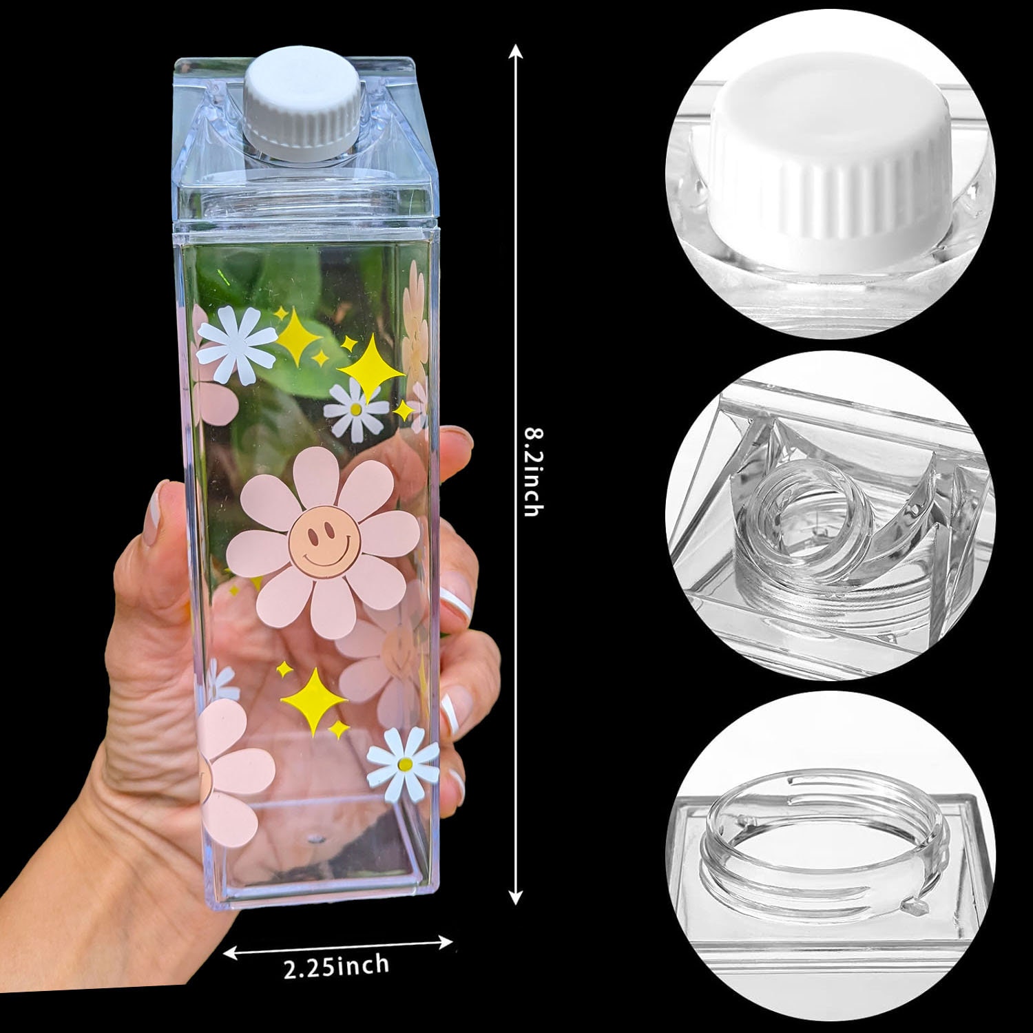 Water Bottle Flowers Smiles, Milk Carton Design, Decorated Water Bottle ...