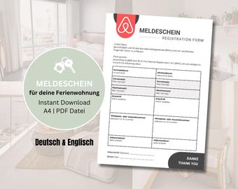 Airbnb Registration Form for 2 Guests | Apartment Registration Form for ...