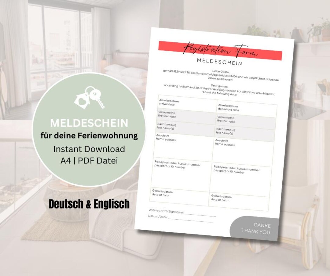 Airbnb Registration Form for Accommodation Holiday Apartment ...