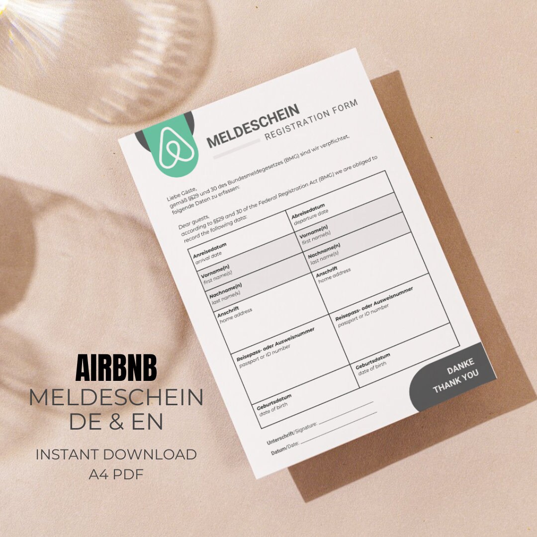 Editable Airbnb Registration Form for 2 Guests | Holiday Apartment ...