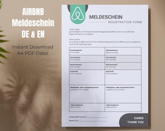 Airbnb Registration Form for 2 Guests | Apartment Registration Form for ...