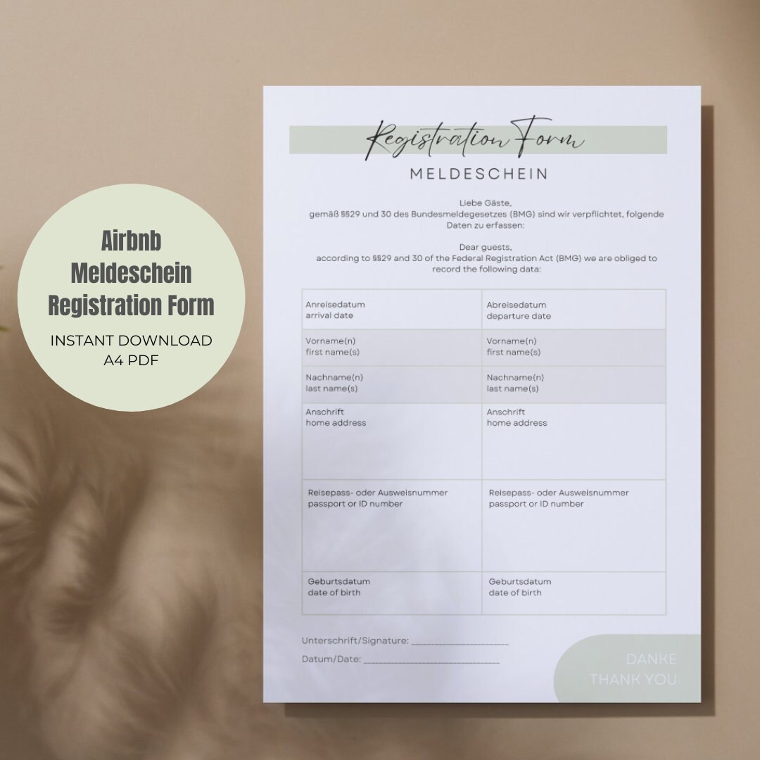 PDF Airbnb Registration Form Template Holiday Apartment Registration ...