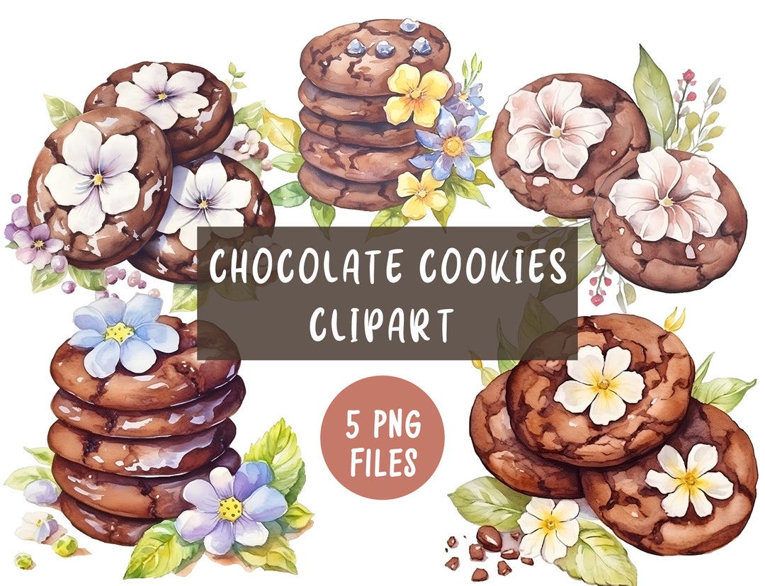 Chocolate Cookies Clipart Bundle Set of 5 TRANSPARENT PNG - Etsy