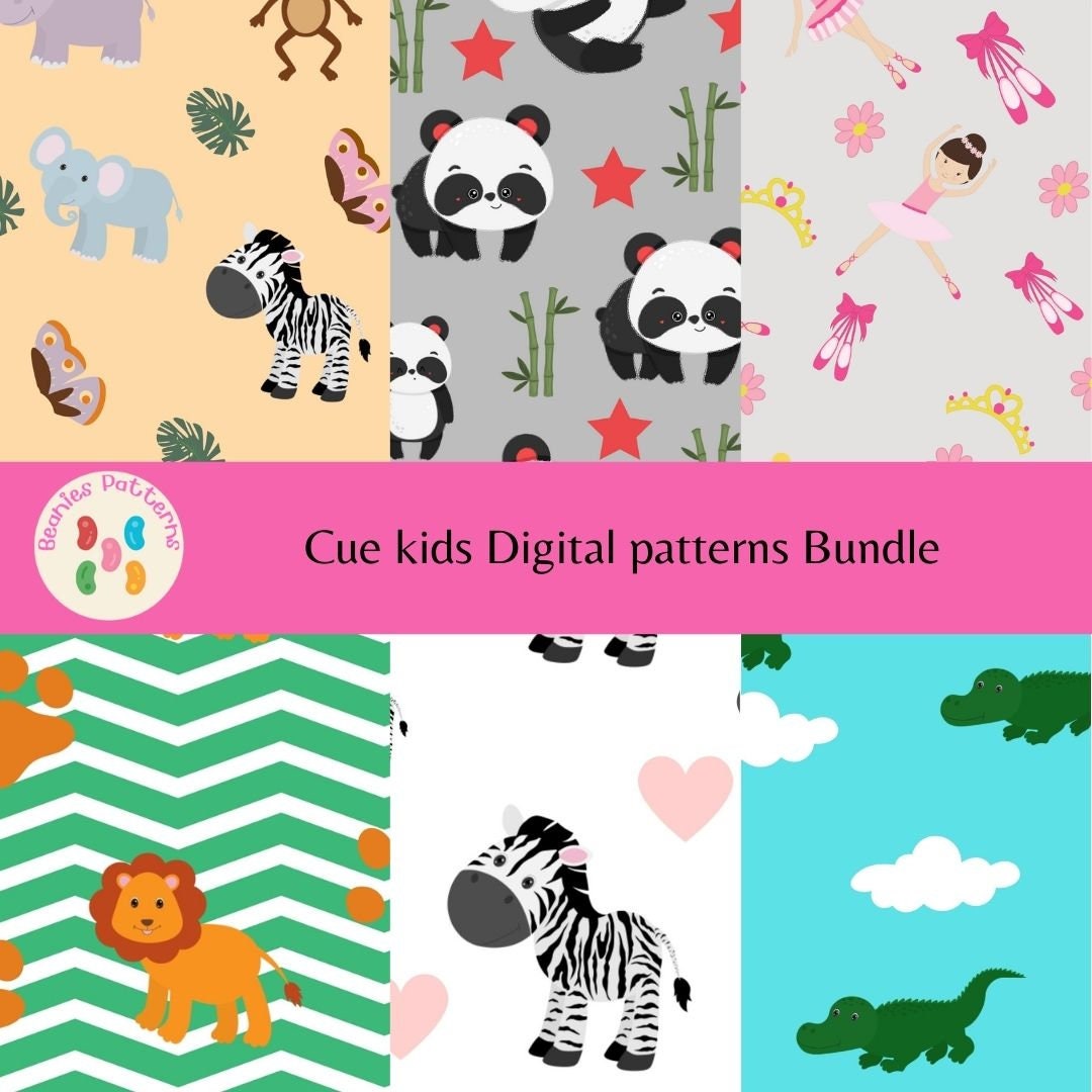 Cute Kids Digital Seamless Patterns; Fabric Patterns, Digital Downloads ...