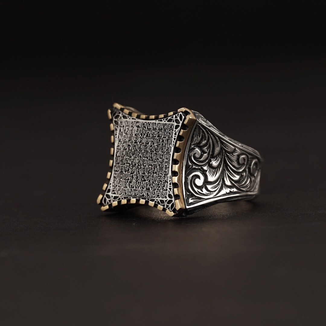 Silver Esmaul Husna Men's Ring, Engraved 99 Names of Allah Ring, Men ...
