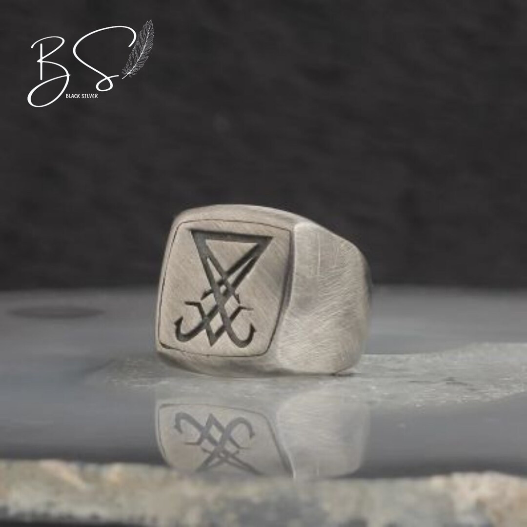 925K Silver Mens Ring, Lucifer Sigil Ring, Handmade Men Ring, Men ...