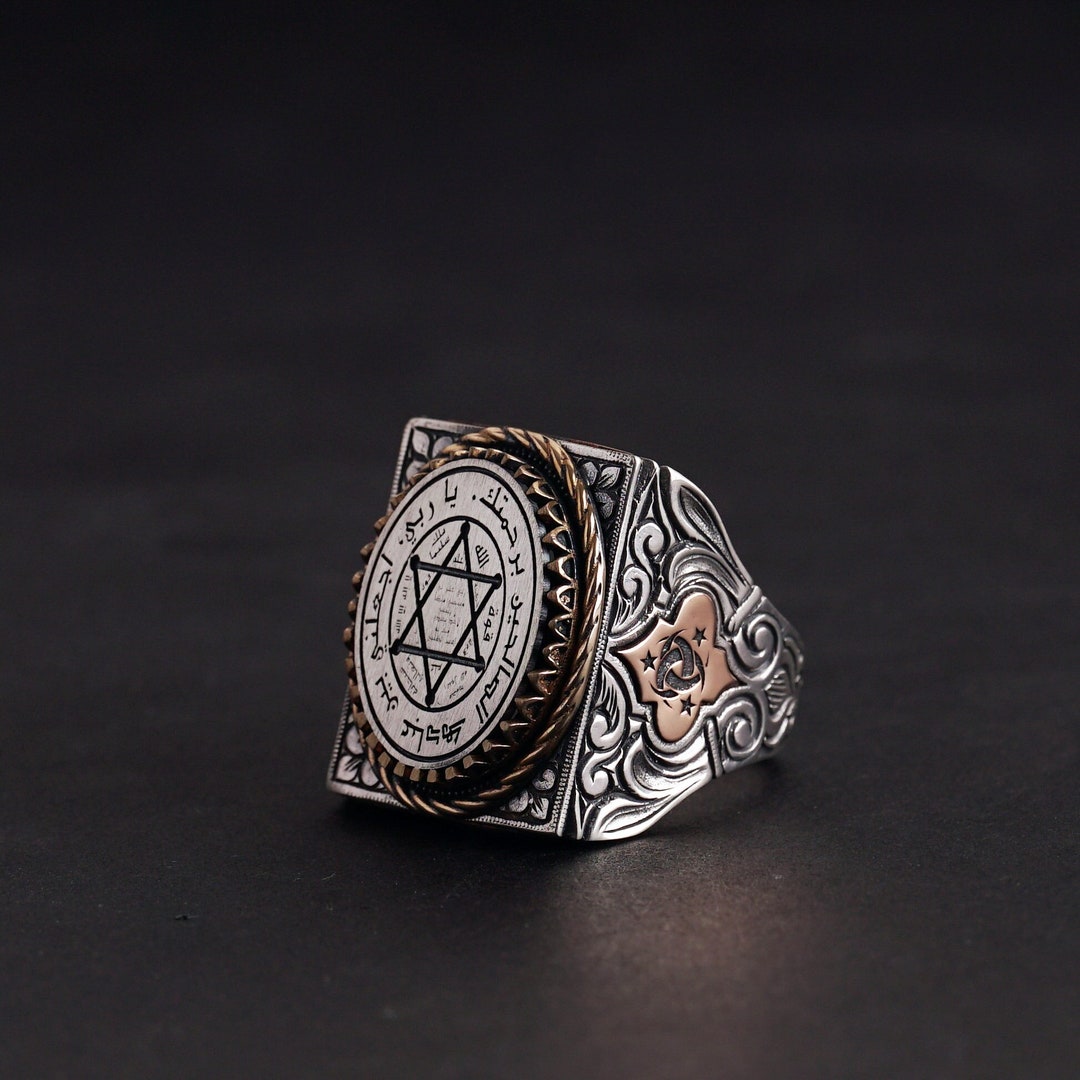 925 Sterling Seal of Solomon Ring, Turkish Men's Ring, Islamic Ring ...