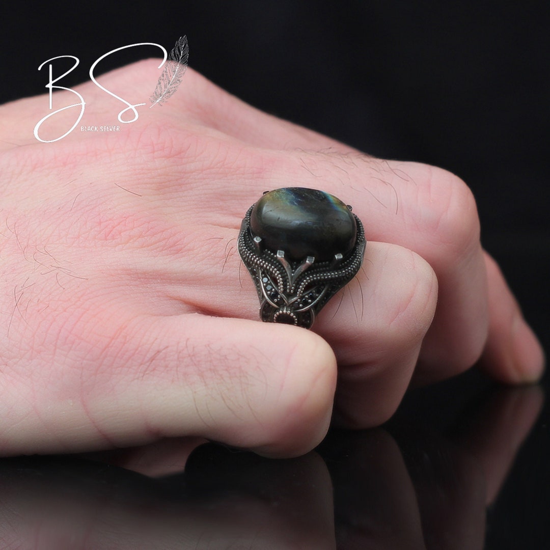 Labradorite Men Ring Rings for Men Sterling Silver Ring - Etsy