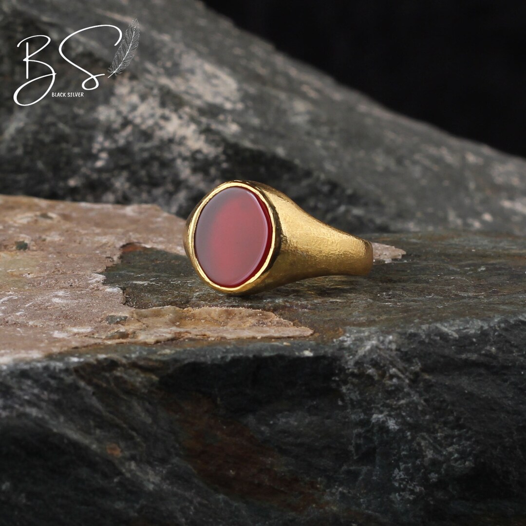 Gold Men Ring, Rings for Men, Agate Men Ring, Man Statement Ring ...