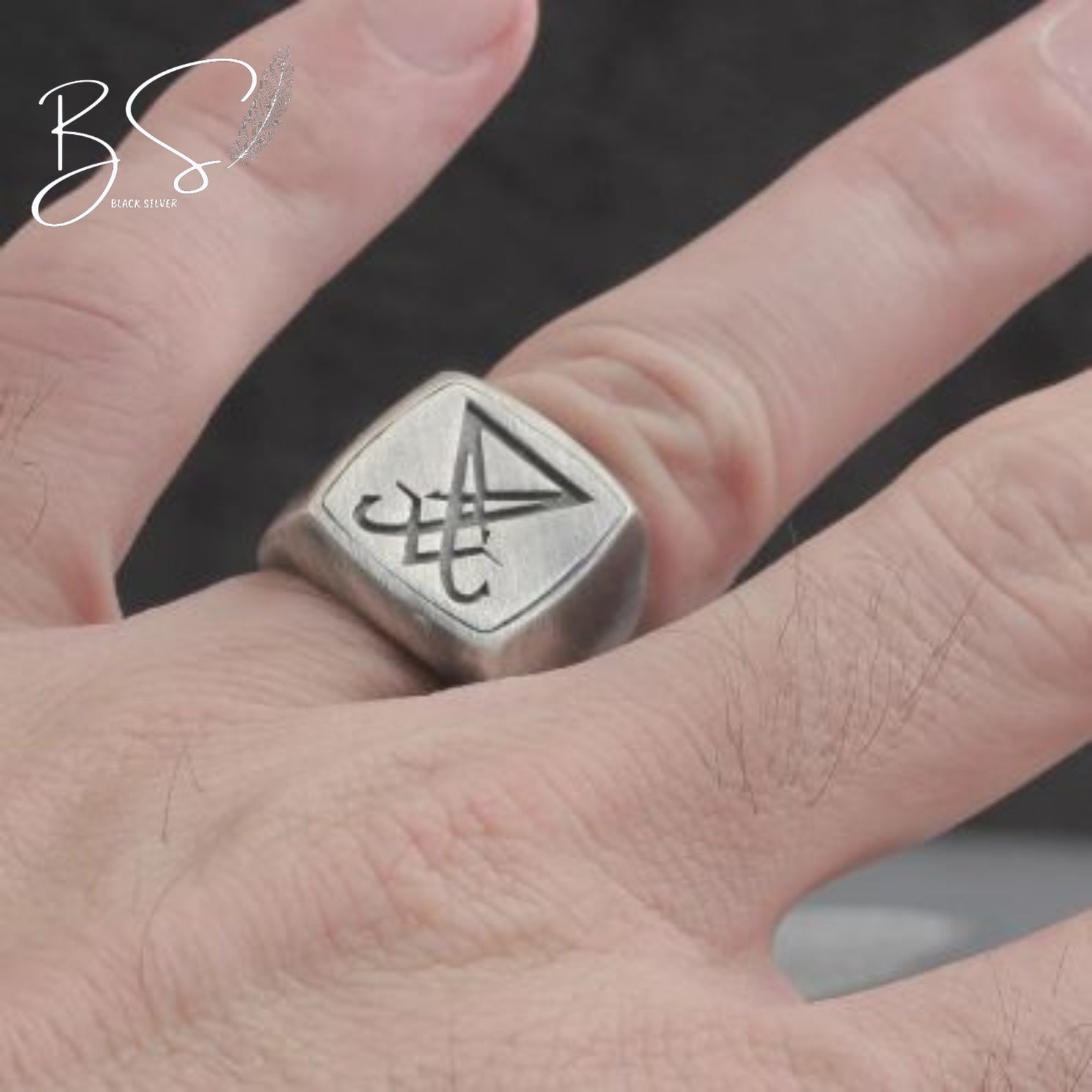 925K Silver Mens Ring Lucifer Sigil Ring Handmade Men Ring - Etsy