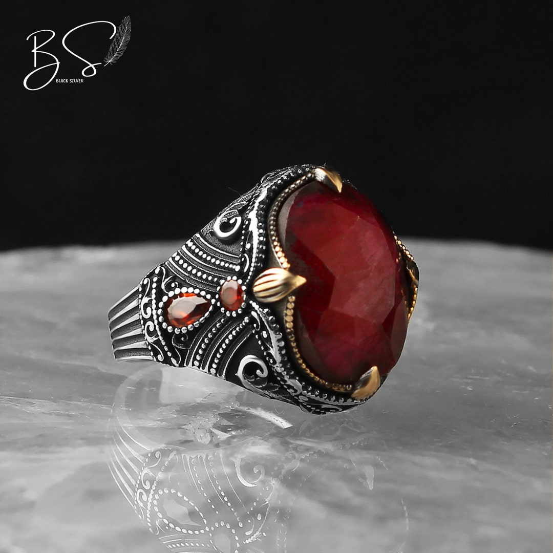 Ruby Ring Man, Rings for Men, Sterling Silver Ring, Unique Man Ring ...