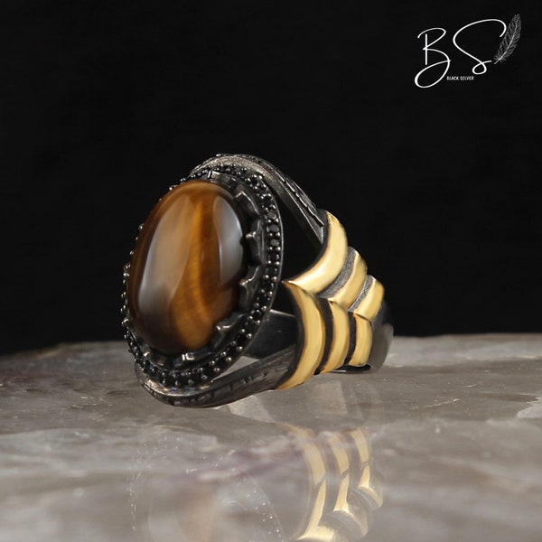 Tiger Eye Ring Men - Etsy