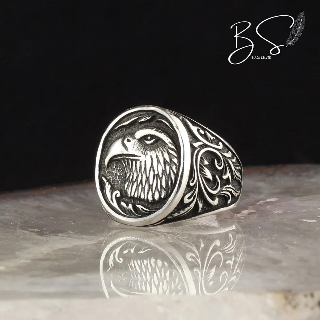 Eagle Ring Animal Ring Hawk Ring for Men Sterling Silver - Etsy