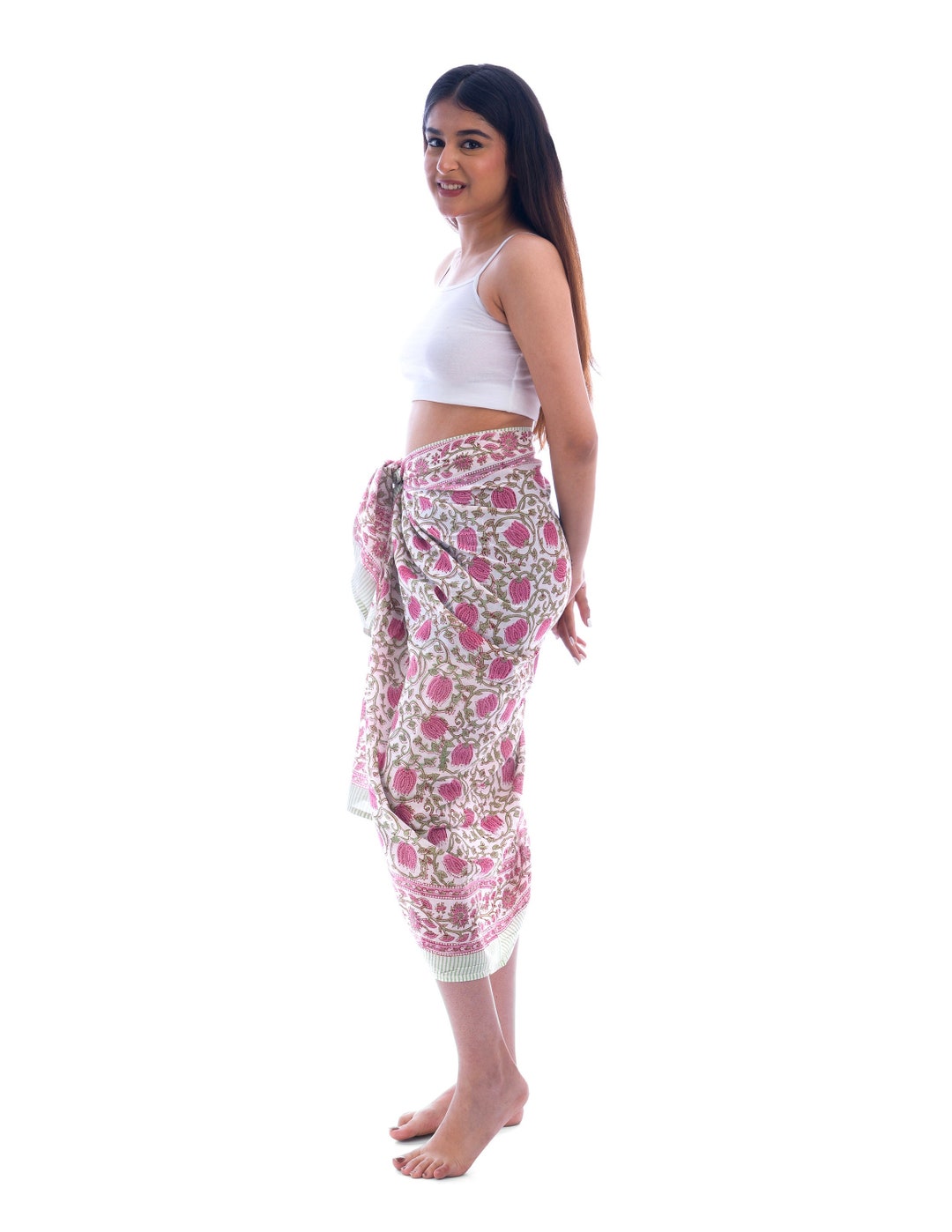 Sarong Beach Coverup Hand Block Print Soft Pure Cotton Voile Sarong for ...