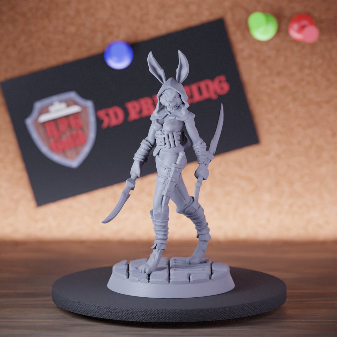 Female Rabbitfolk Miniature Rogue Assassin Mini Dungeons and Dragons ...