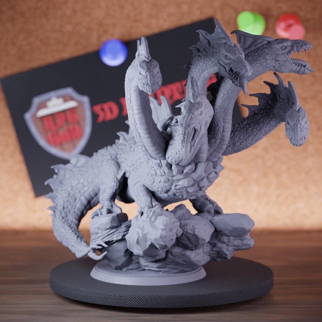 Hydra Monster Miniature Five Head Beast Mini Dungeons and Dragons RPG ...