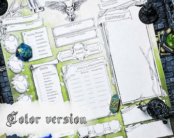 Dnd 5e Character Sheet Fighter Printable and Fillable PDF D&D 5e Fighter Stat Sheet Dungeon and ...