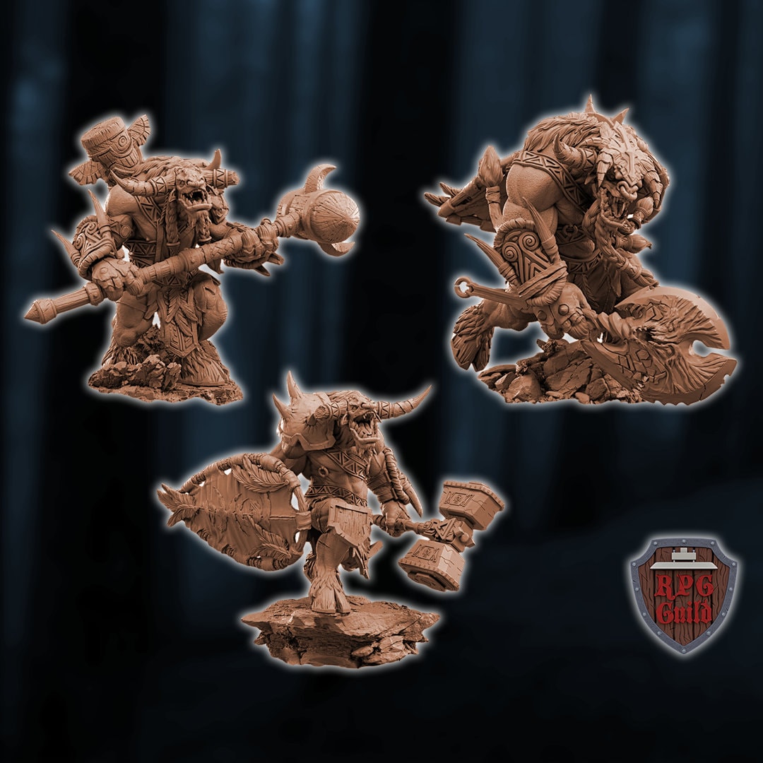 Minotaurs/tauren Miniatures Set Dungeons and Dragons Mini RPG Tabletop ...