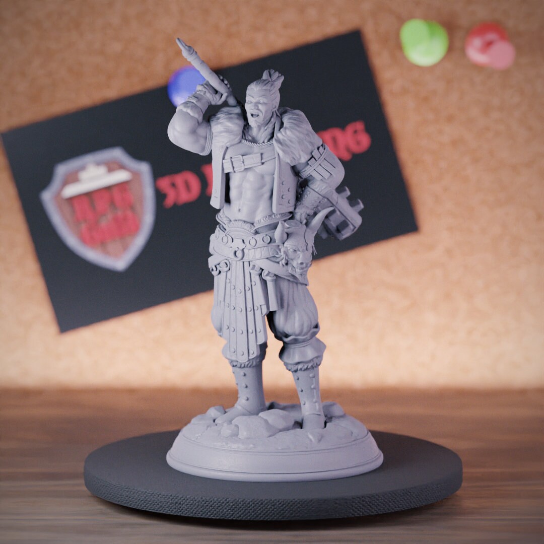 Ronin Barbarian With Mace Miniature | 28mm 32mm 38mm 75mm | Resin 3D ...