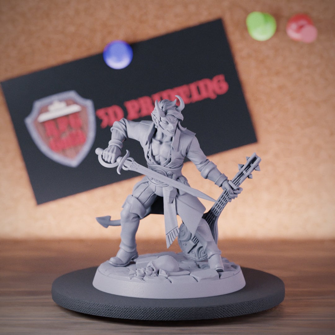 Tiefling Bard Miniature Warrior Mini Dungeons and Dragons Mini RPG ...