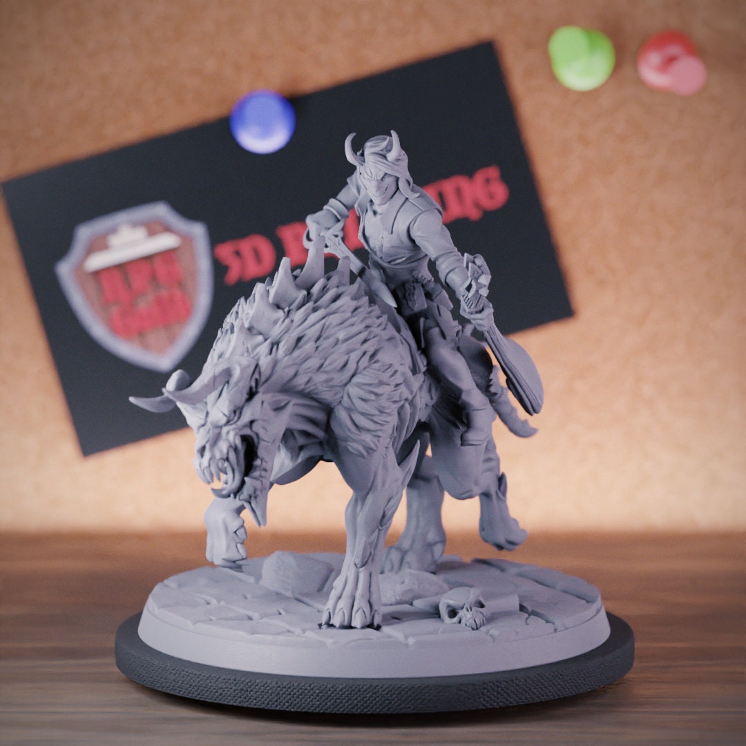 Tiefling Demonhound Rider Miniature Demon Mini Dungeons and Dragons ...