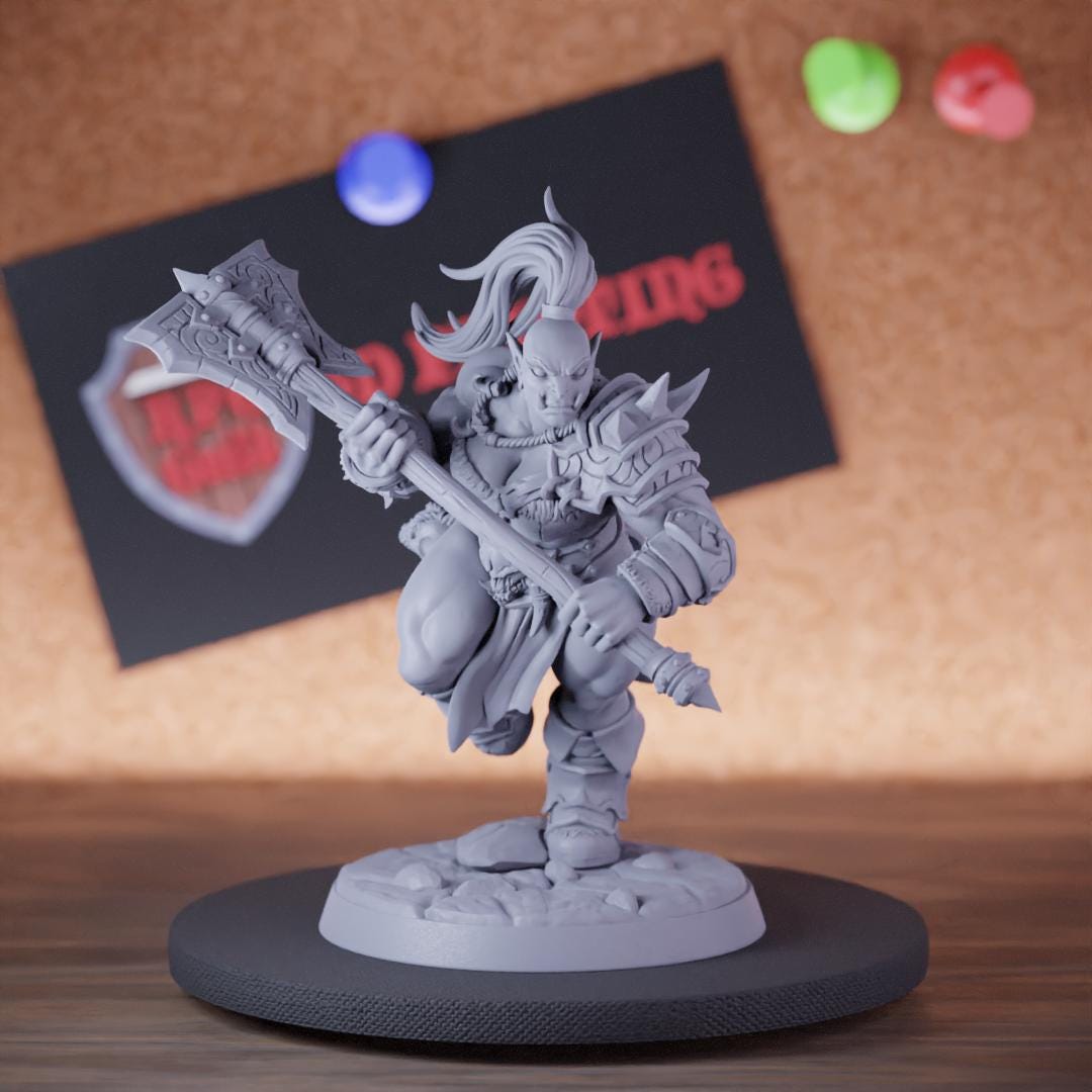 Mountain Female Orc Miniature Barbarian Mini Dungeons and Dragons Mini ...
