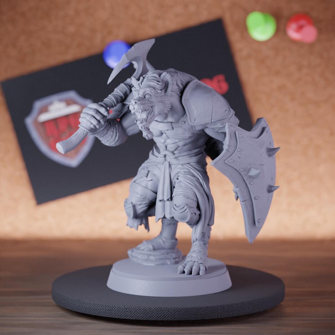 Dungeon Gnoll Axe Fighter Miniature | 28mm-38mm | Resin 3D Printed D&D ...