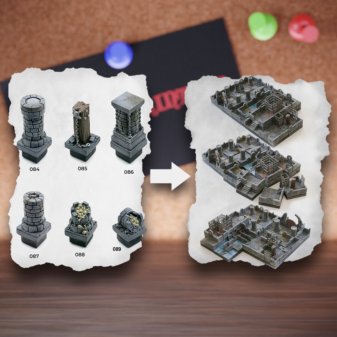 Modular Dungeon Terrain Tiles Stone Ruins Dungeon Blocks Bandit ...