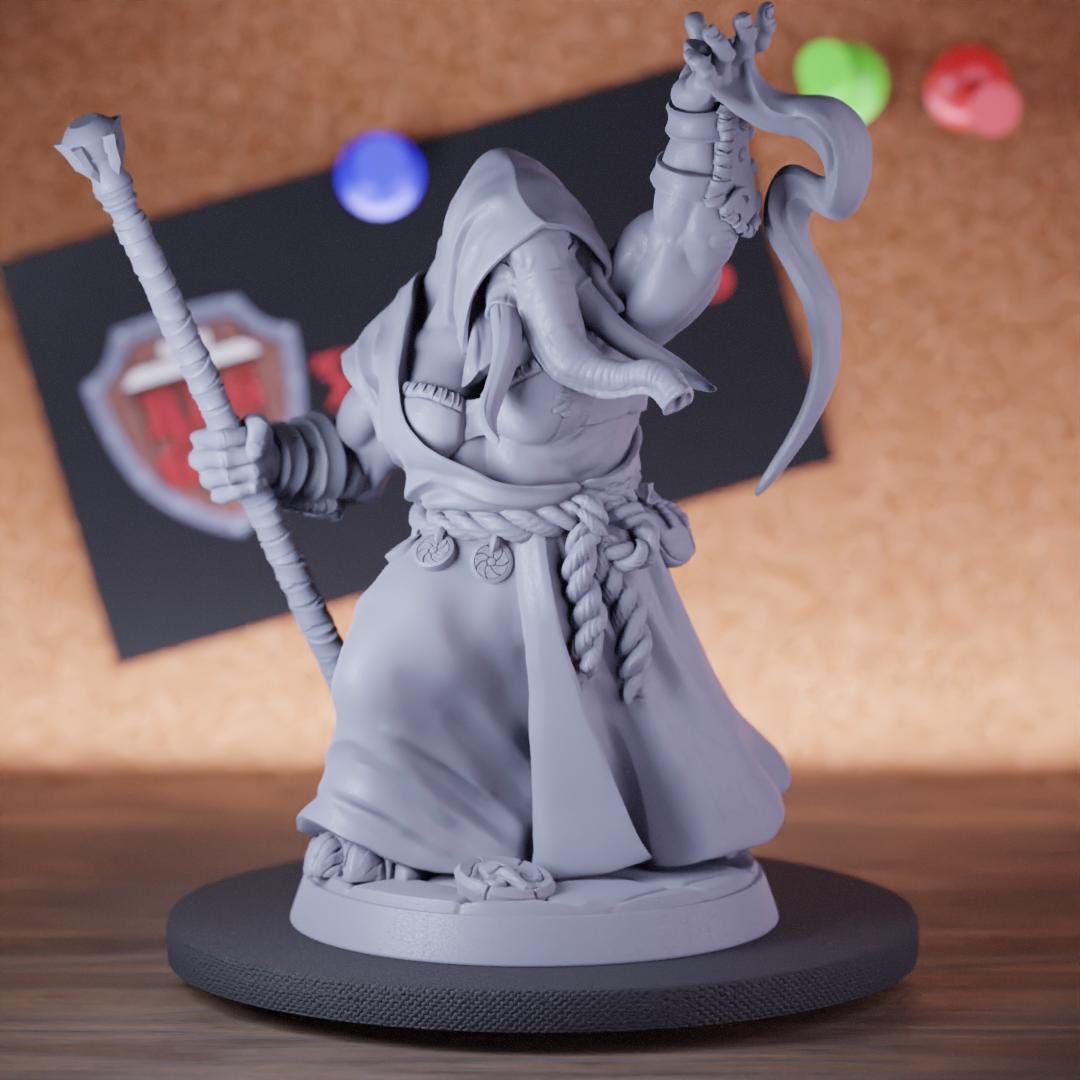 Female Loxodon Sorcerer Miniature Wizard Mini Dungeons and Dragons Mini ...