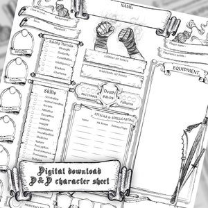 Dnd 5e Character Sheet Monk Printable and Fillable PDF D&D 5e Monk Stat ...
