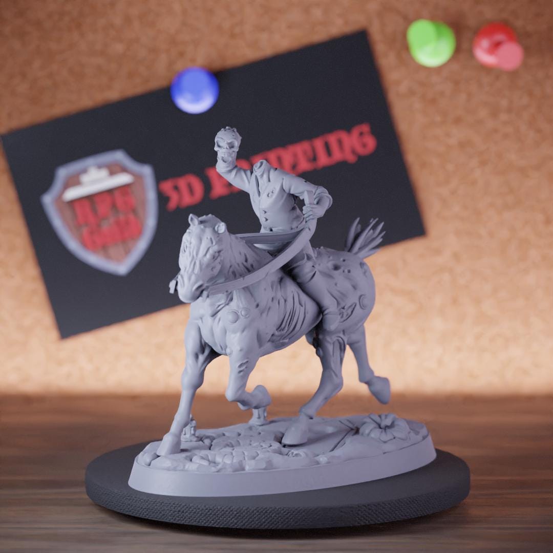 Headless Rider Miniature Undead Horse Dungeons and Dragons Mini RPG ...