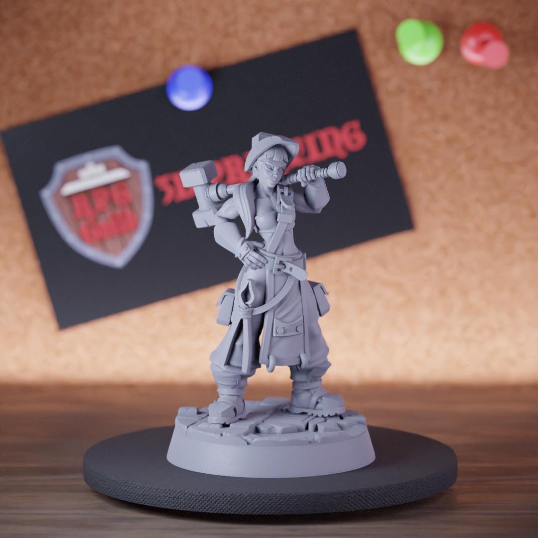 Female Miner Miniature Townfolk Mini Dungeons and Dragons RPG Tabletop ...