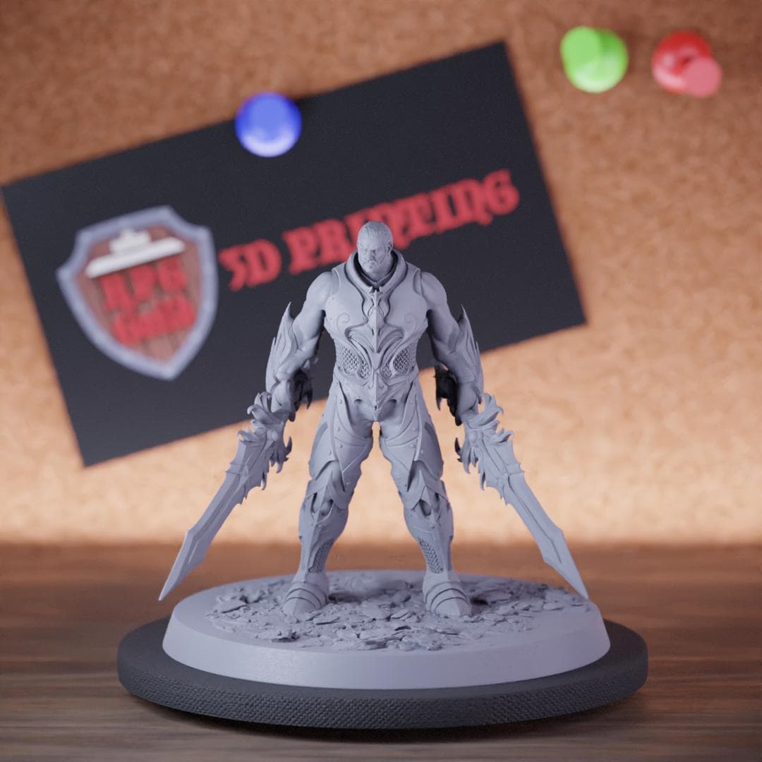 Sentinel Warrior Miniature Double Sword Fighter Mini Dungeons and ...