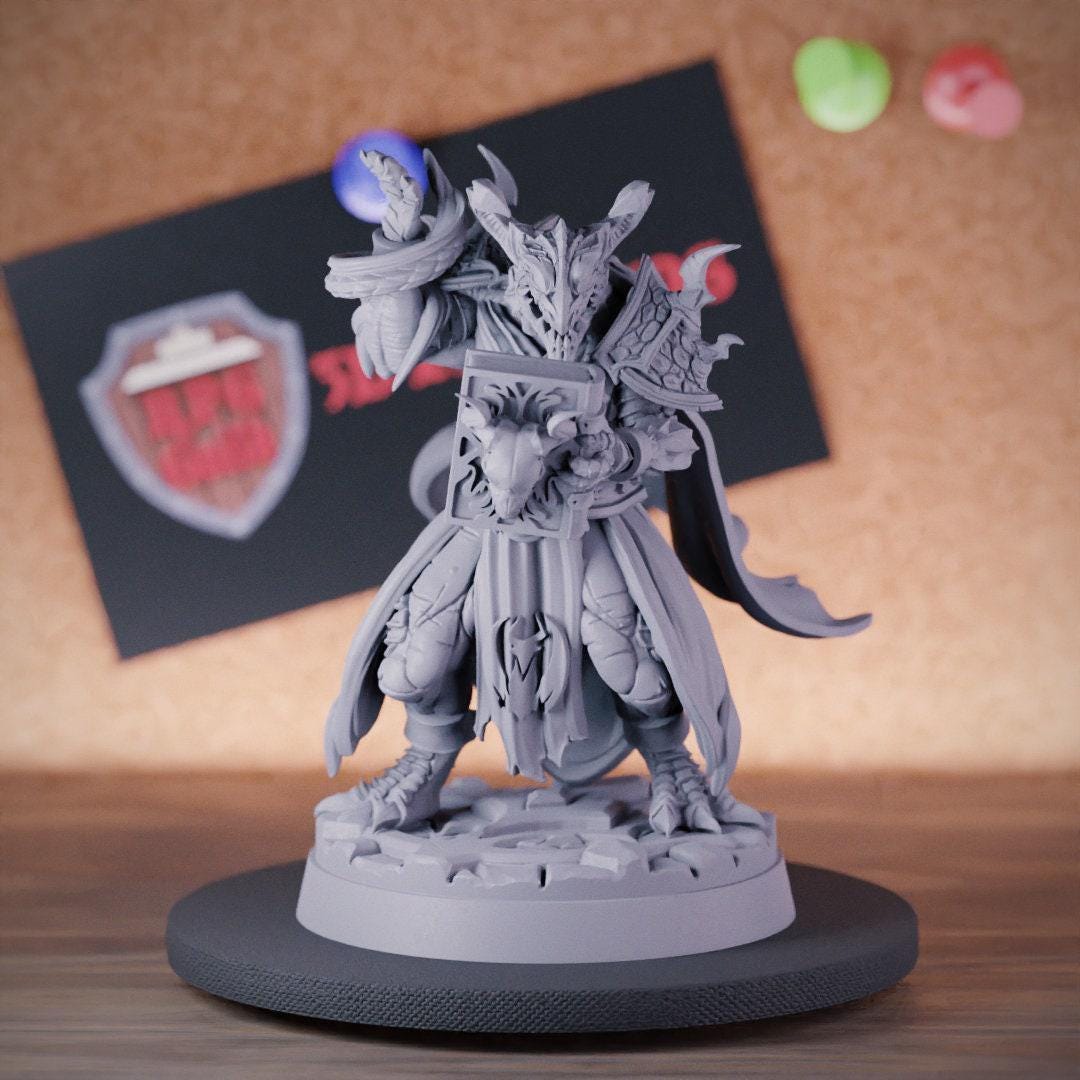 Dragonborn Warlock Miniature Wizard Dungeons and Dragons Mini RPG ...