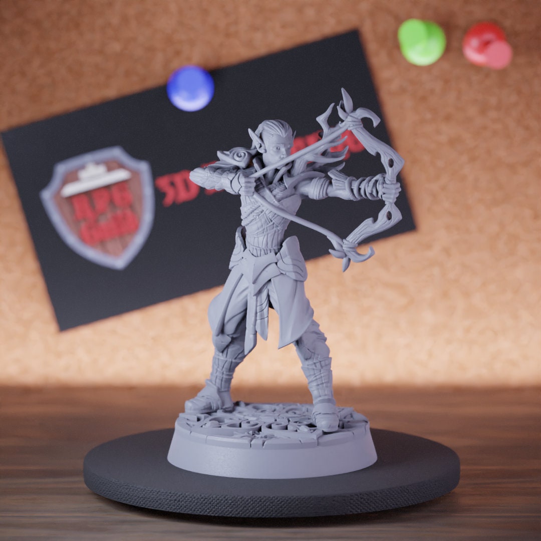 Elf Rogue Mini Archer Miniature Dungeons and Dragons Mini RPG Tabletop ...