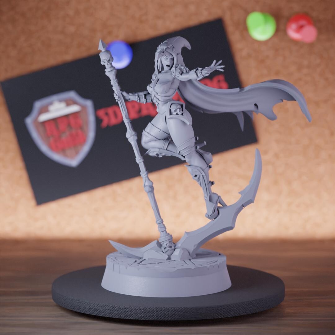 Female Warlock Miniature Sorcerer Dungeons and Dragons Mini RPG ...