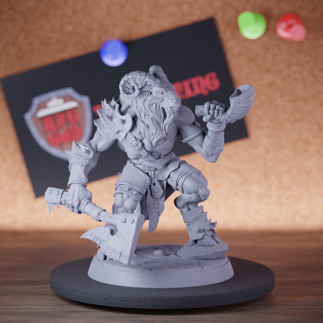 Goatfolk Fighter Miniature Gabor Warrior Mini Dungeons and Dragons RPG ...