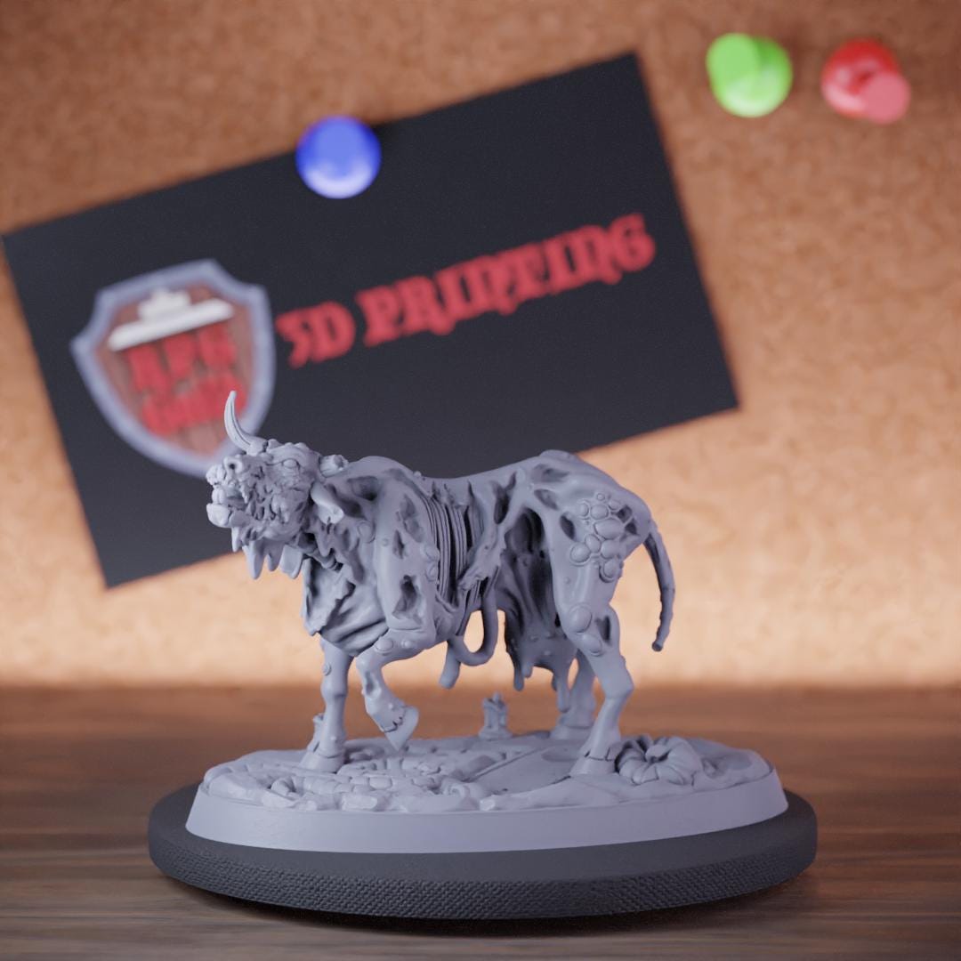 Undead Cow Miniature Zombie Animal Dungeons and Dragons Mini RPG ...