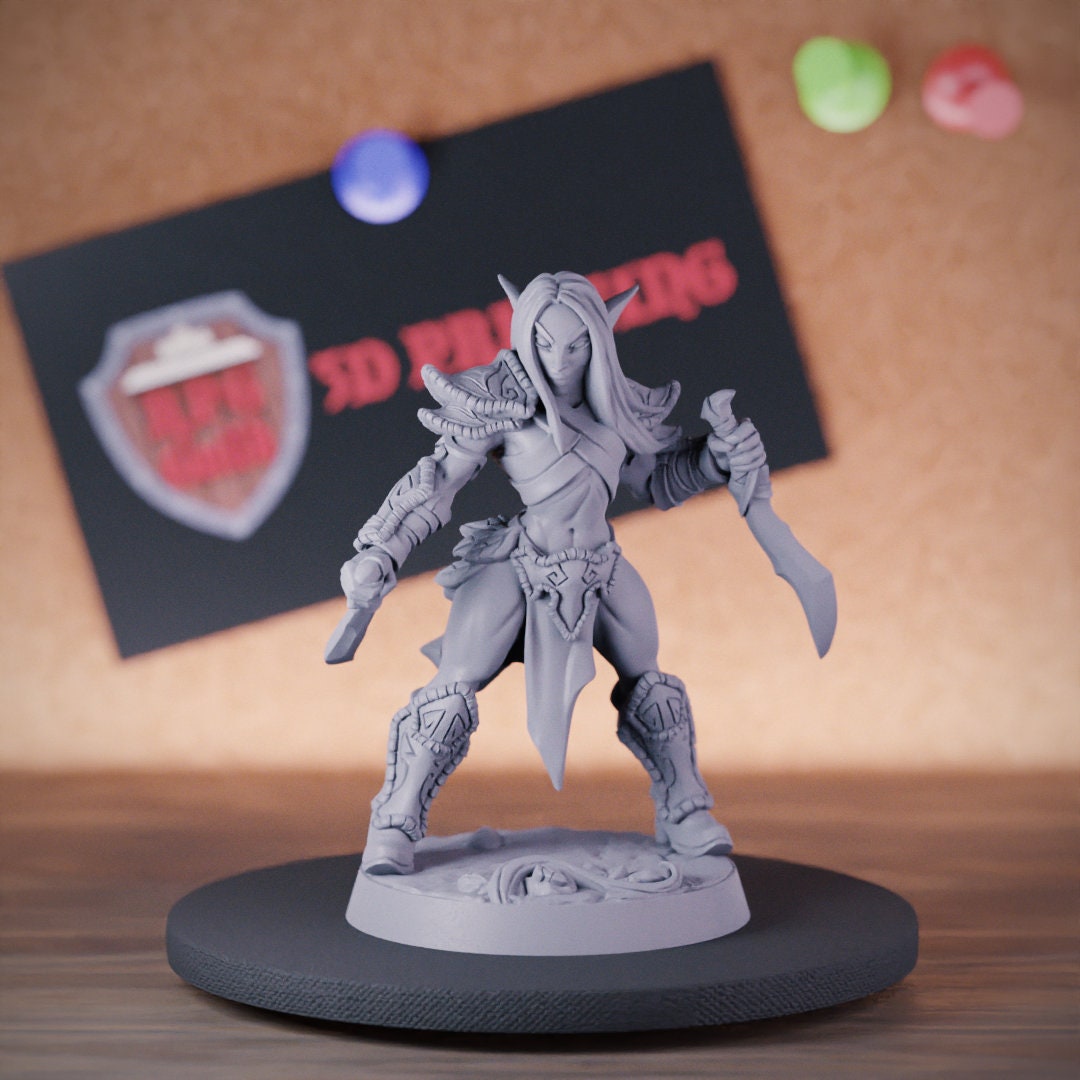 Female Elf Rogue Miniature Alfar Dungeons and Dragons Mini RPG Tabletop ...