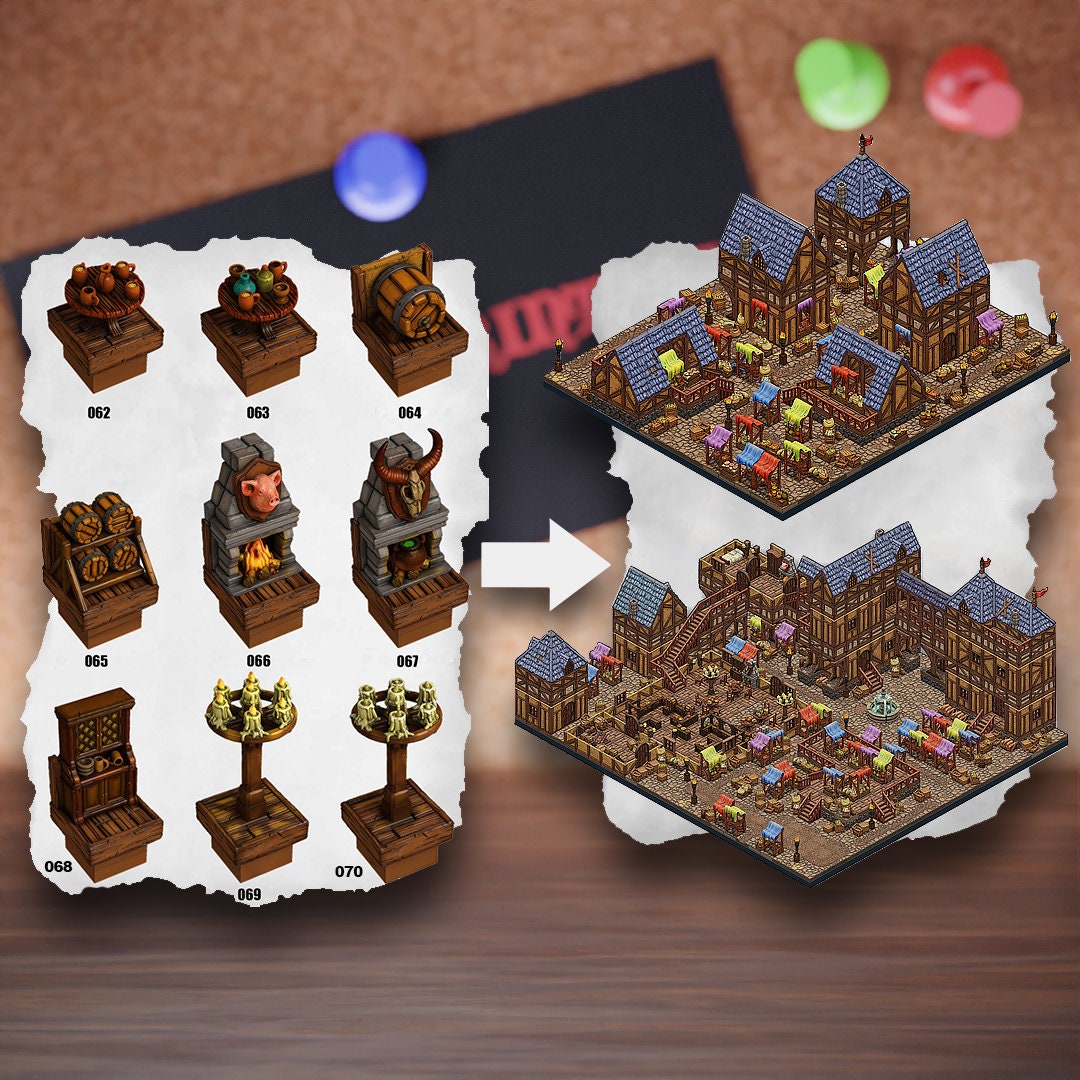 Modular Town Terrain Tiles Medieval City Blocks Village Tabletop ...