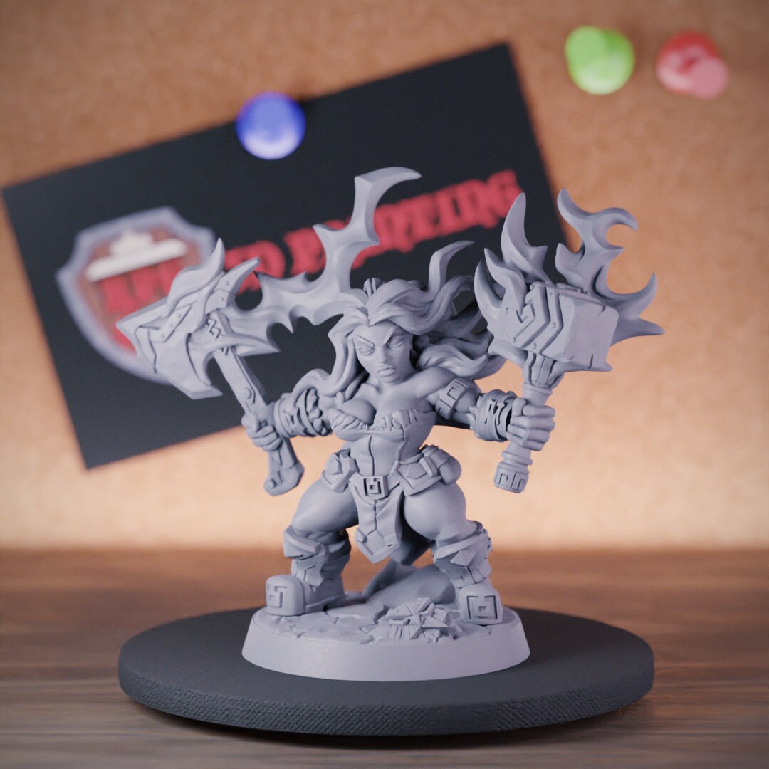 Female Dwarf Hero Miniature Dnd Dwarf Warrior Dungeons and Dragons Mini ...