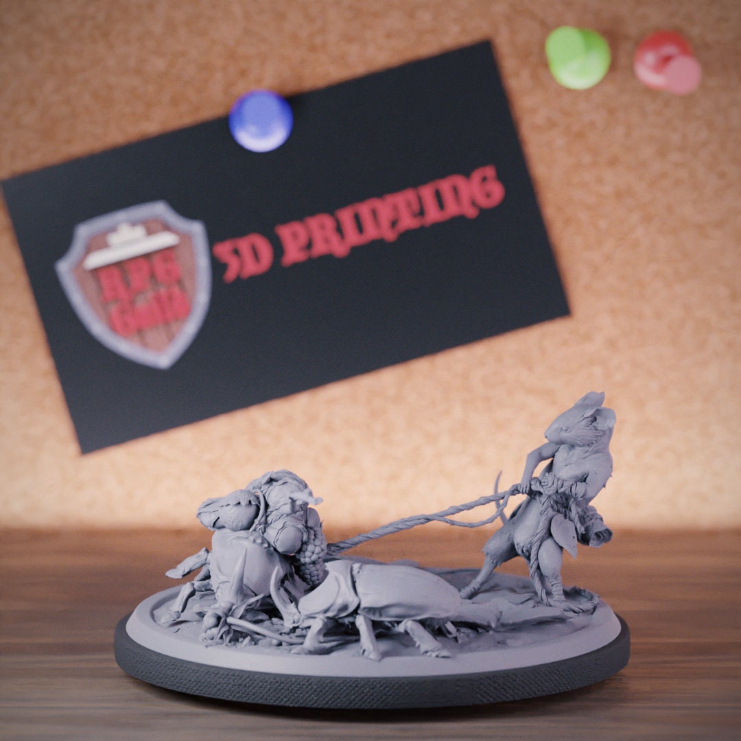 Mousefolk Miniature Laicost Beetle Tamer Mini Dungeons and Dragons Mini ...