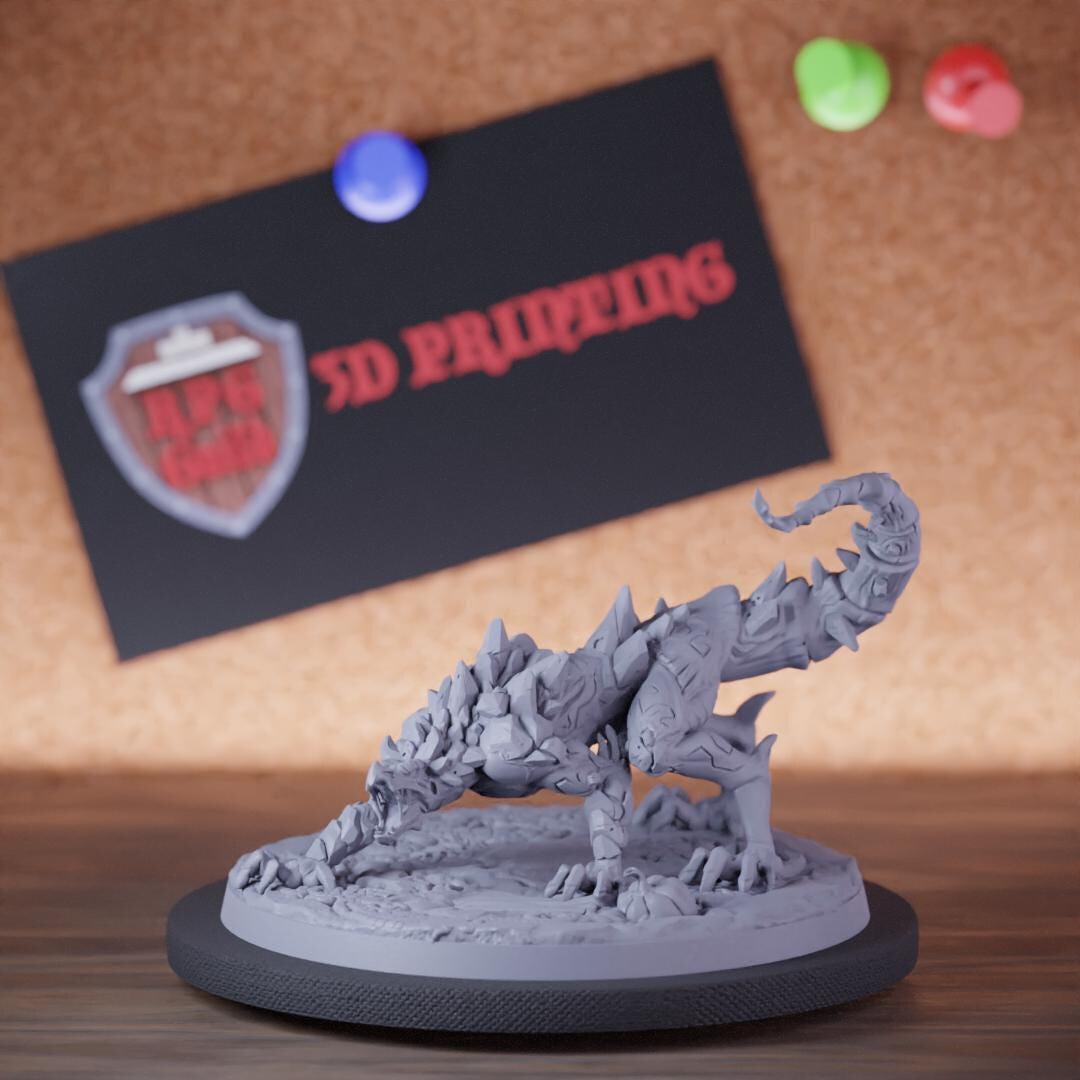 Stone Lizard Beast Miniature | 28mm-38mm | Resin 3D Printed D&D ...