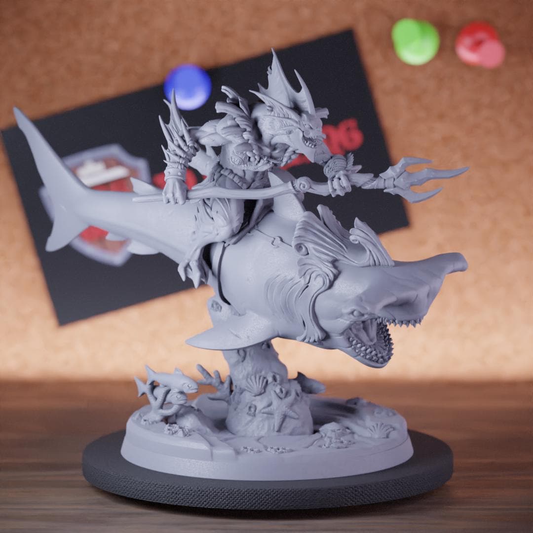 Hammerhead Shark Rider Miniature Sea Guard Mini Dungeons and Dragons ...