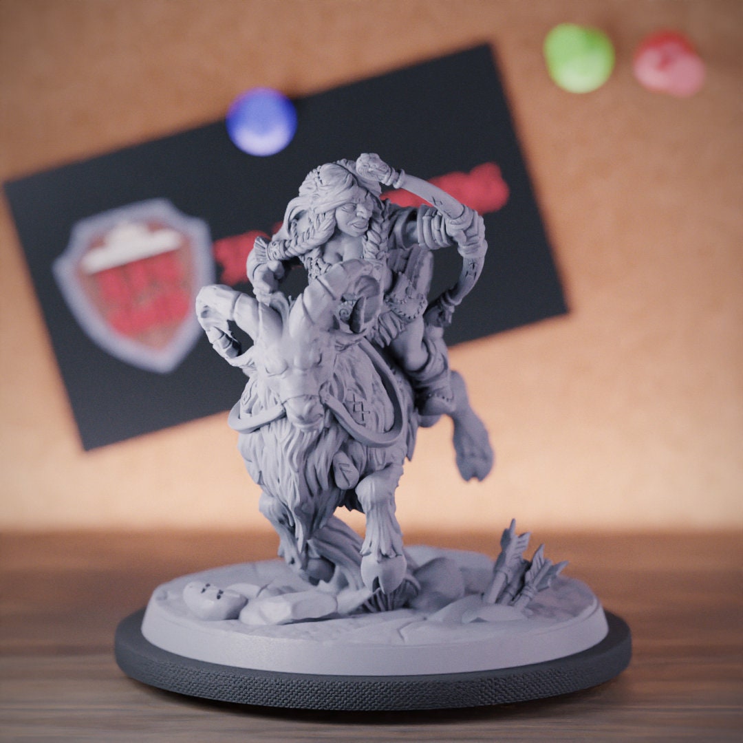 Female Dwarf Rider Miniature Ram Dungeons and Dragons Mini RPG Tabletop ...