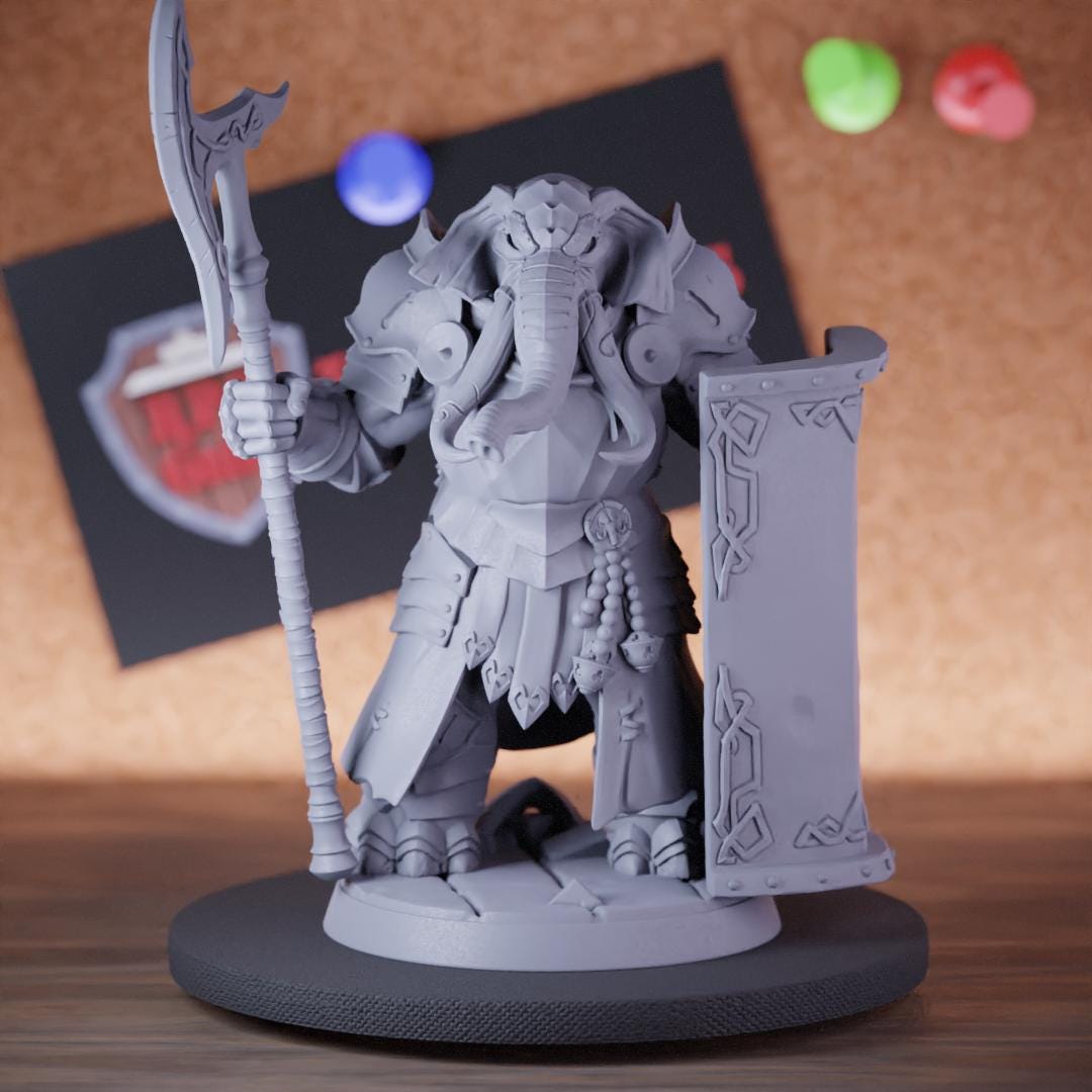 Loxodon Warrior Miniature Spear Fighter Mini Dungeons and Dragons Mini ...