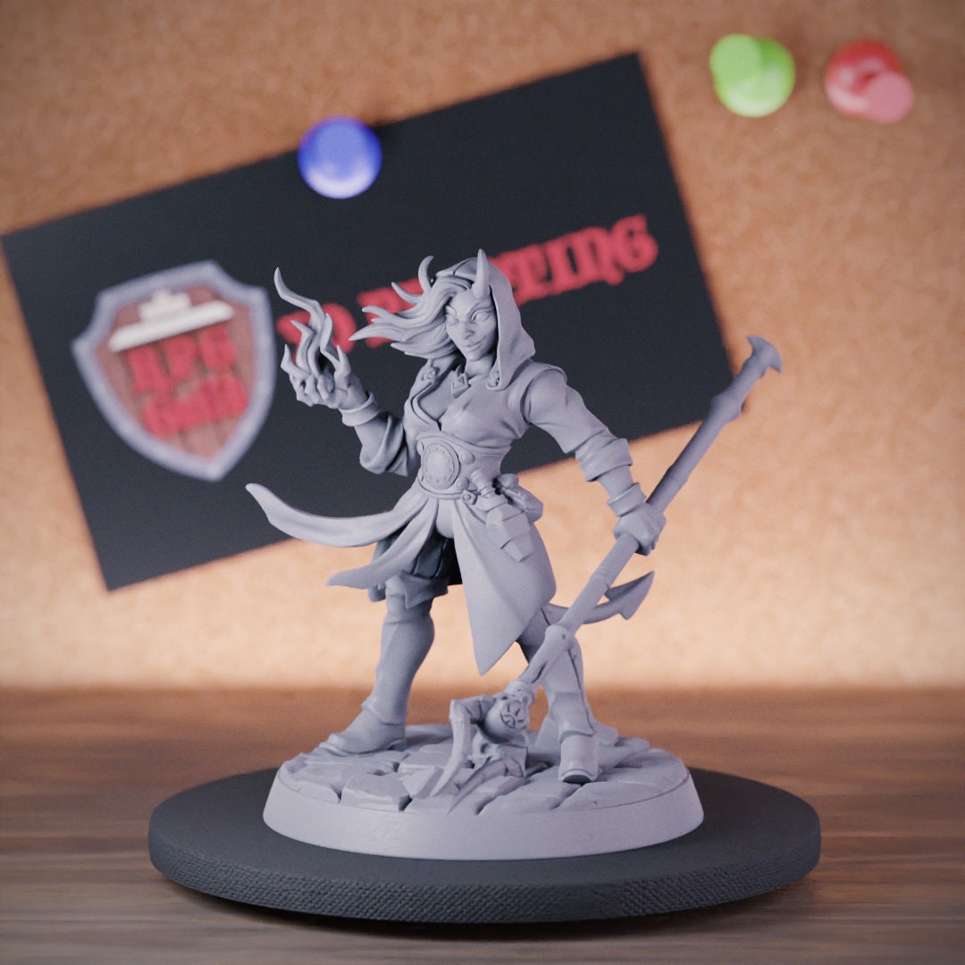 Tiefling Female Mage Miniature Warlock Mini Dungeons and Dragons Mini ...