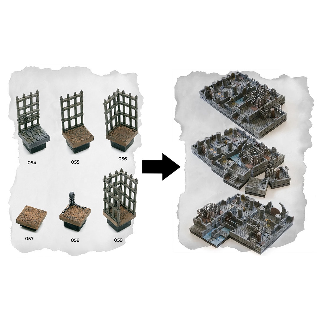 Painted Modular Stone Terrain Dungeon Prison Cell Tiles Customizable ...