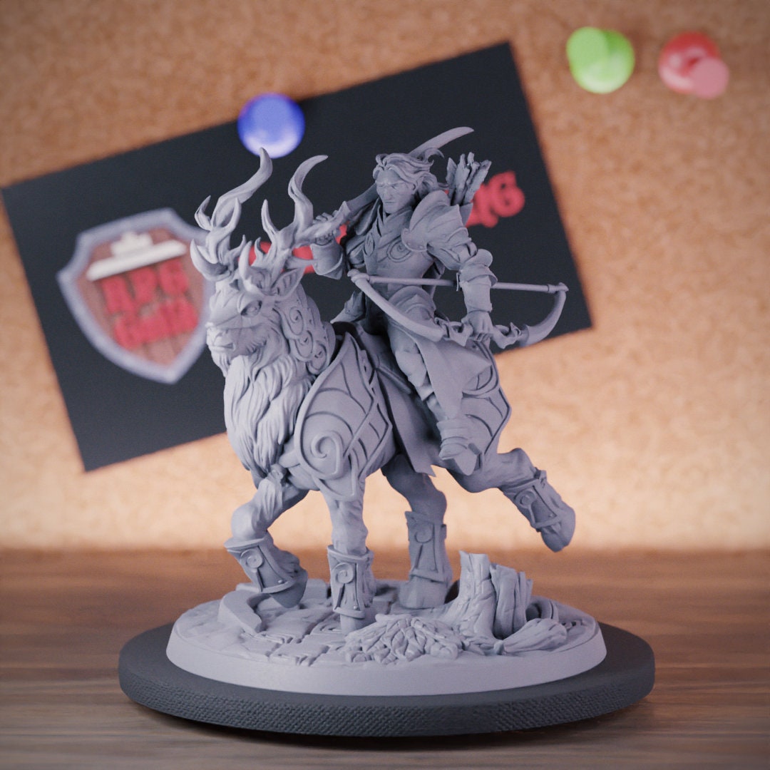 High Elf Elk Raider Miniature Mounted Half-elf Mini Dungeons and ...